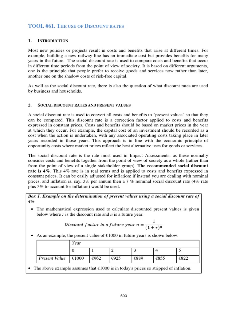 Tool #61. The Use of Discount Rates | PDF | Net Present Value | Discounting