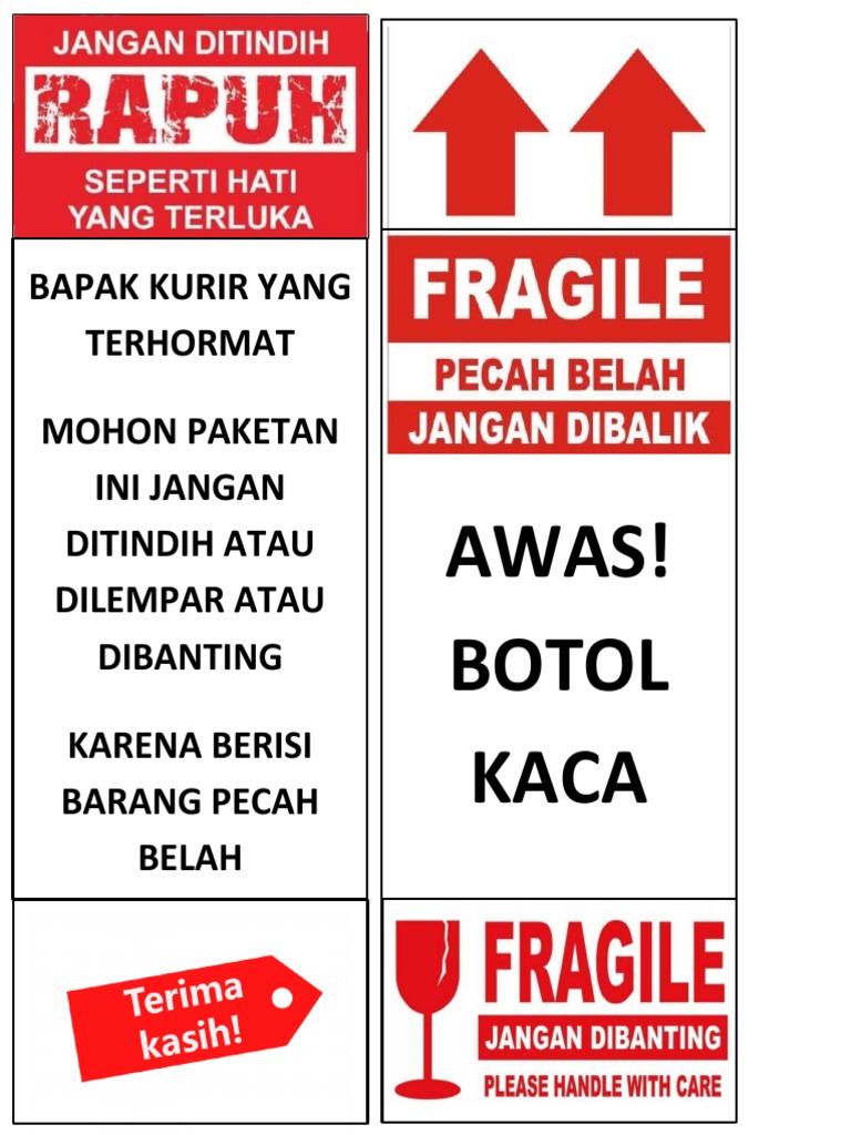 Peringatan Paket Fragile Kaca | PDF