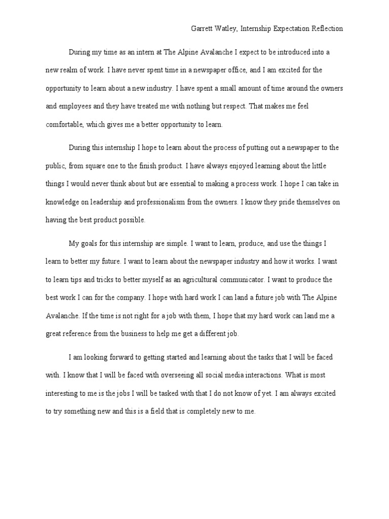 Internship Expectation Reflection | PDF | Internship | Job Hunting
