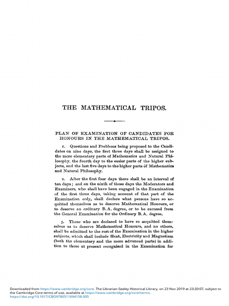 The Mathematical Tripos.: I. After The First Four Days There Shall Be ...