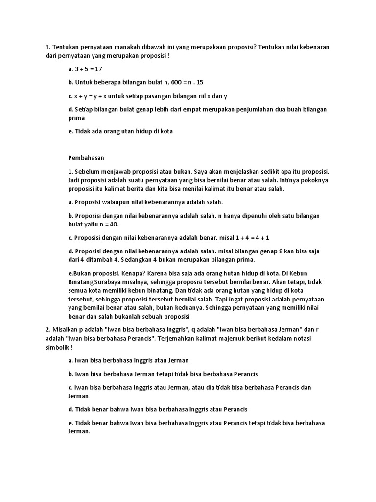 Proposisi dan Notasi Simbolik dalam Logika | PDF | Metode & Bahan Ajar