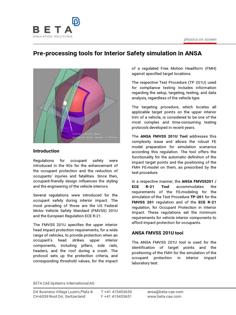 Pre-Processing Tools For Interior Safety Simulation in ANSA: Physics On ...