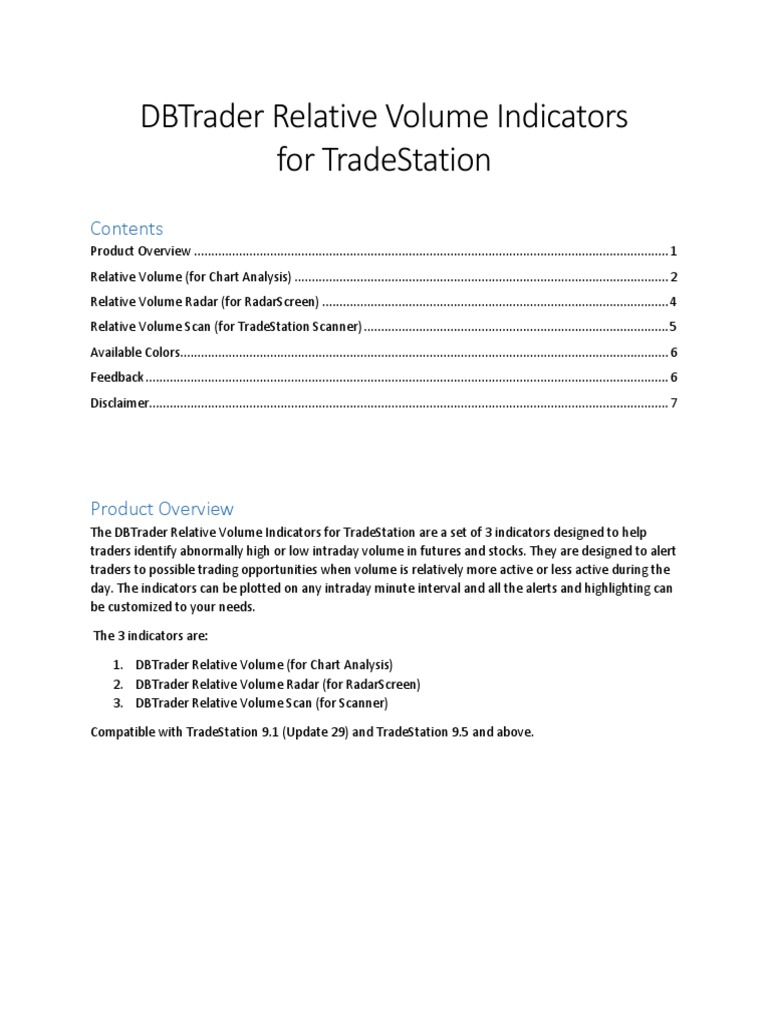 DBTrader Relative Volume Indicators For TradeStation | PDF | Legal ...