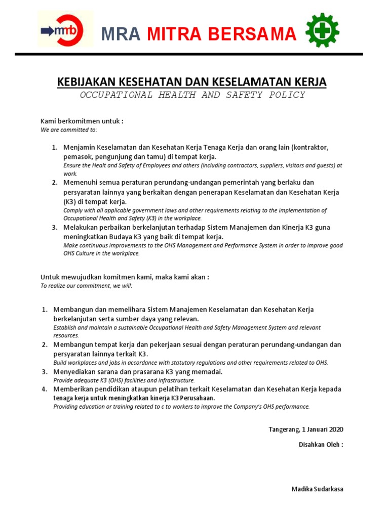 MMB OHS Policy | PDF