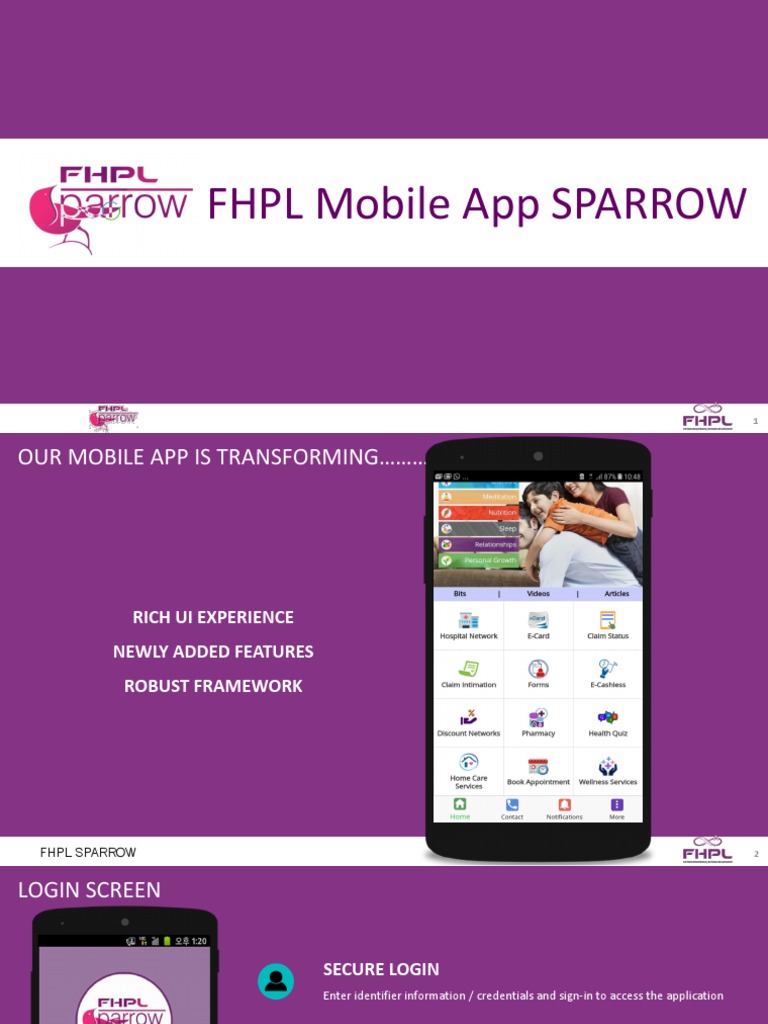 FHPL Sparrow PPT 09022018 | PDF | Mobile App | Health Sciences