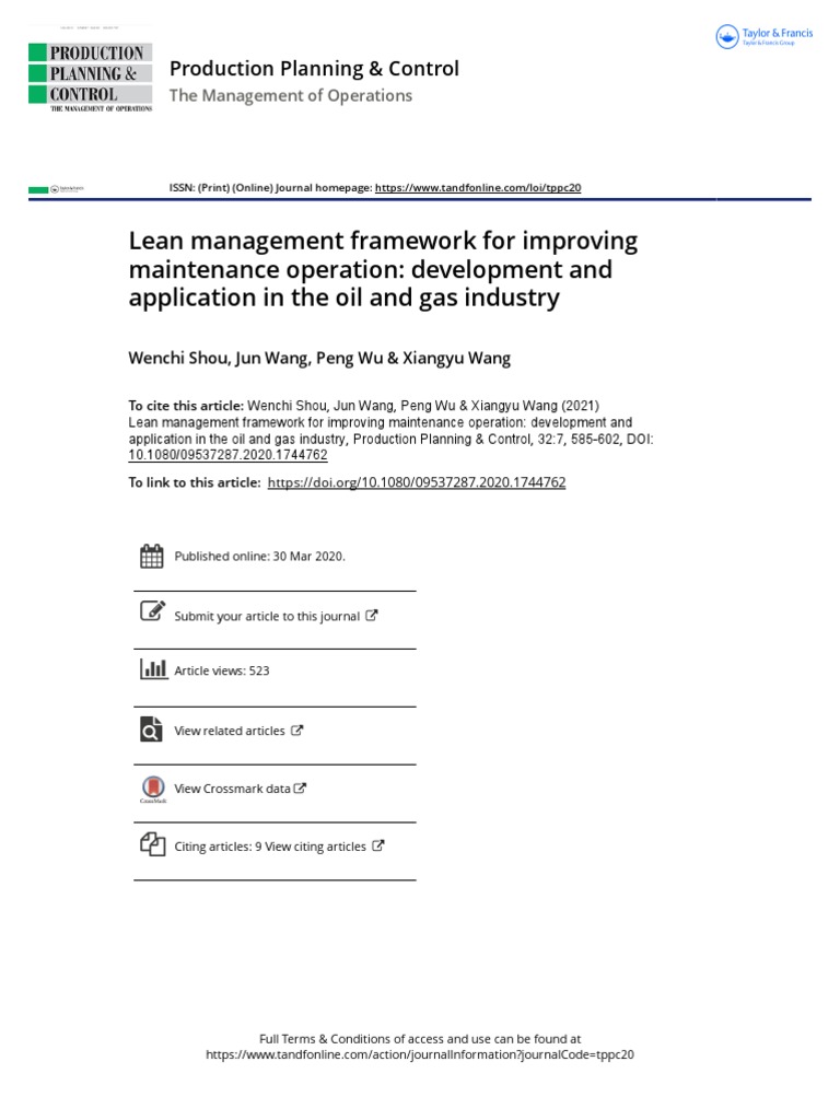 Lean Management Framework For Improving Maintenance Operation Development and Application in The ...