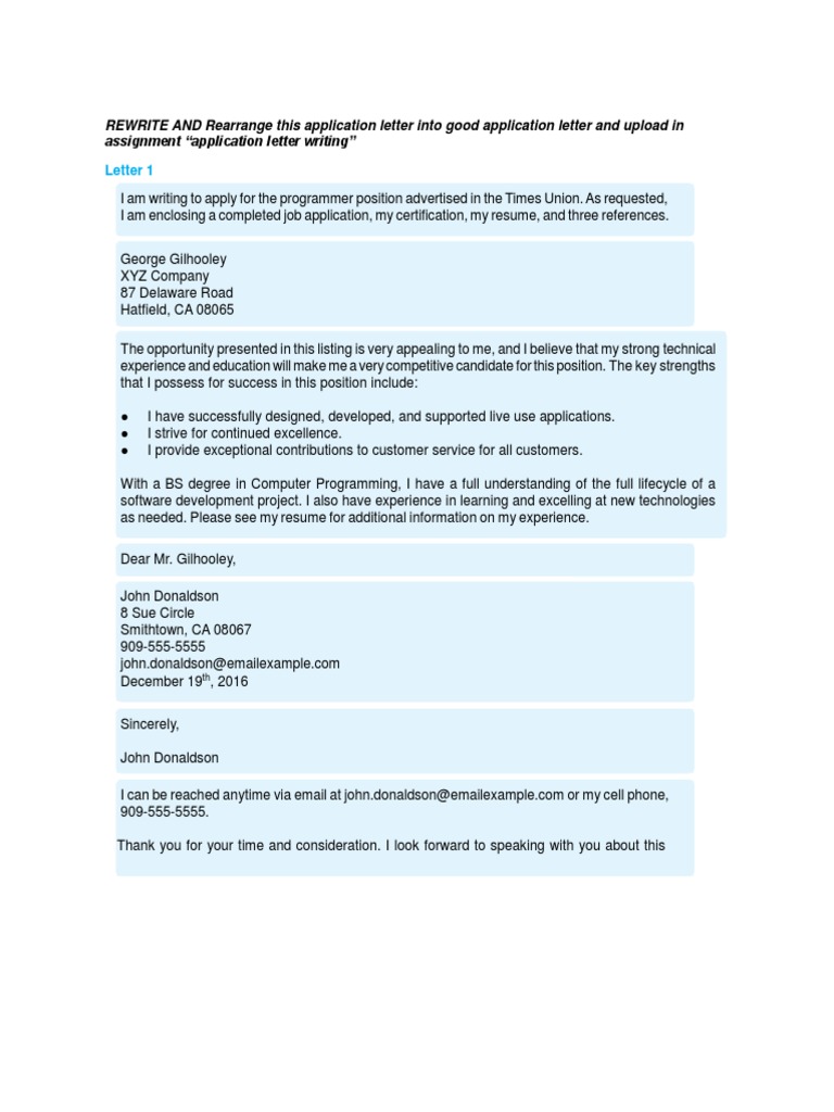 Application Letter Writing | PDF