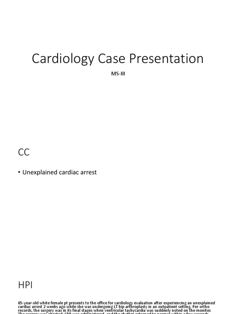 Cardiology Case for Medical Students | PDF | Cardiac Arrest | Heart