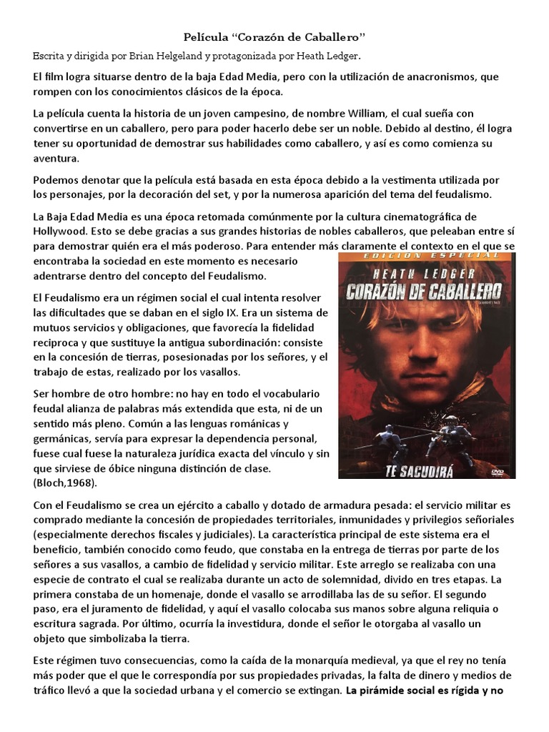 Película Corazón de Caballero | PDF | Feudalismo | Caballero