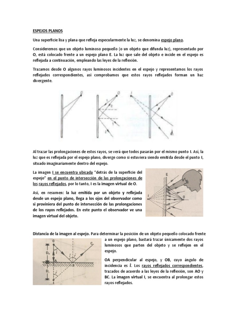 Espejos Planos | PDF | Espejo | Reflexión (Física)