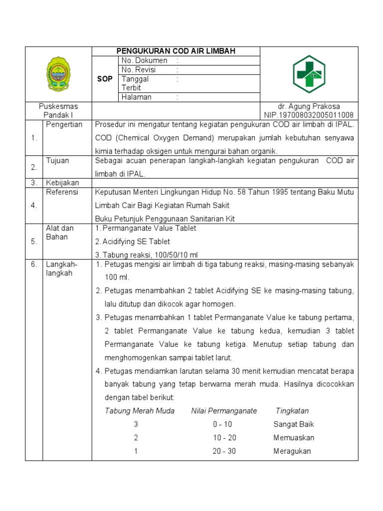 Prosedur Pengukuran COD Air Limbah | PDF | Sains & Matematika