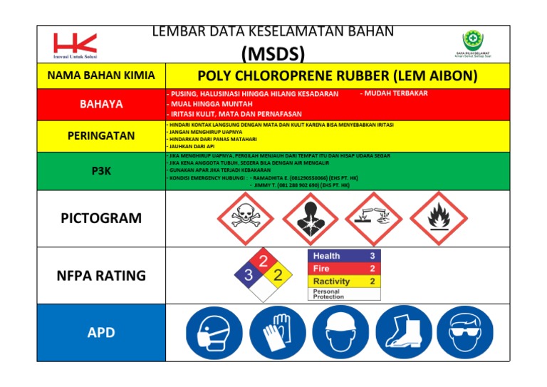 MSDS Lem Aibon dan Bahaya Kimia | PDF