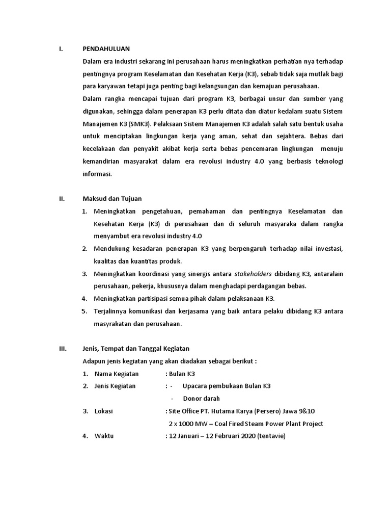 Proposal Bulan K3 | PDF
