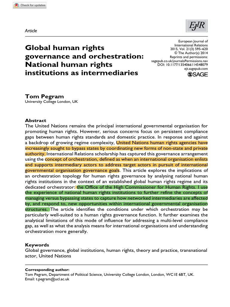 Global Human Rights Governance and Orchestration National Human Rights ...
