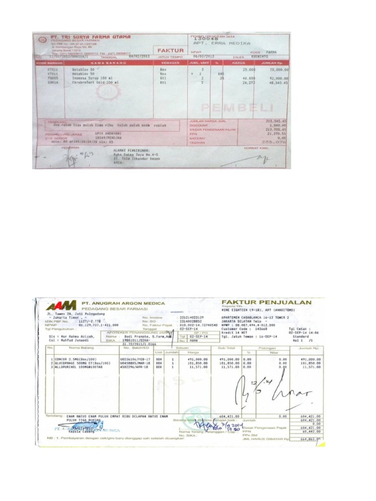 Contoh Faktur PBF | PDF