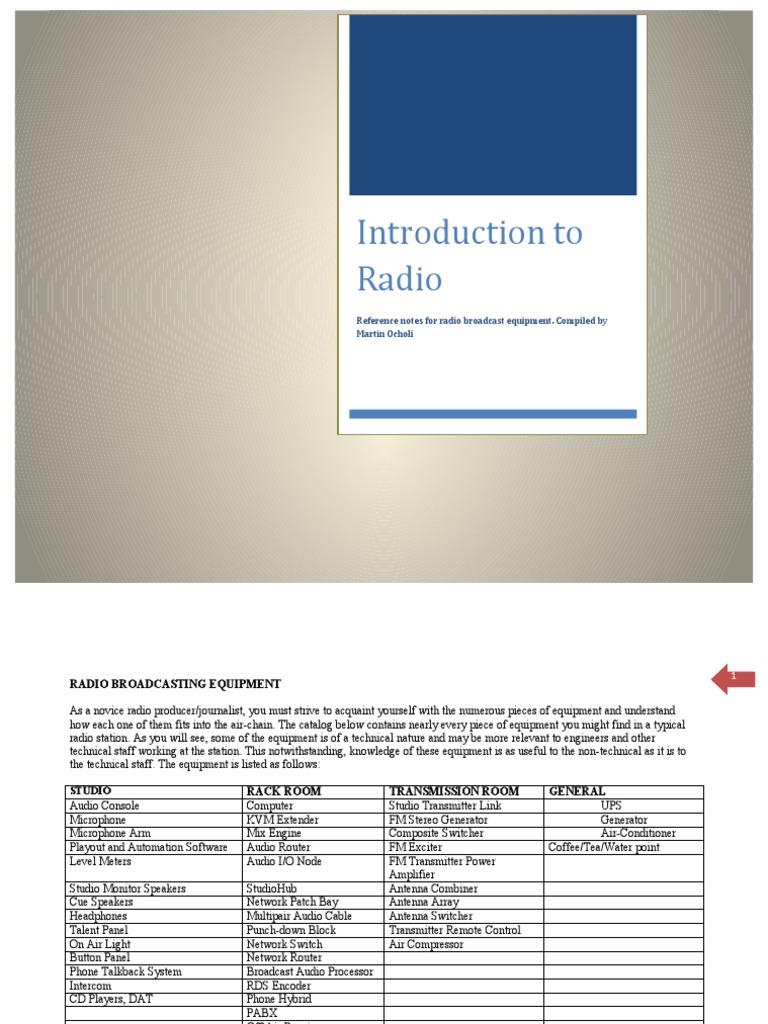 Broadcast Equipment Radio Edited | PDF | Computer Network | Frequency ...