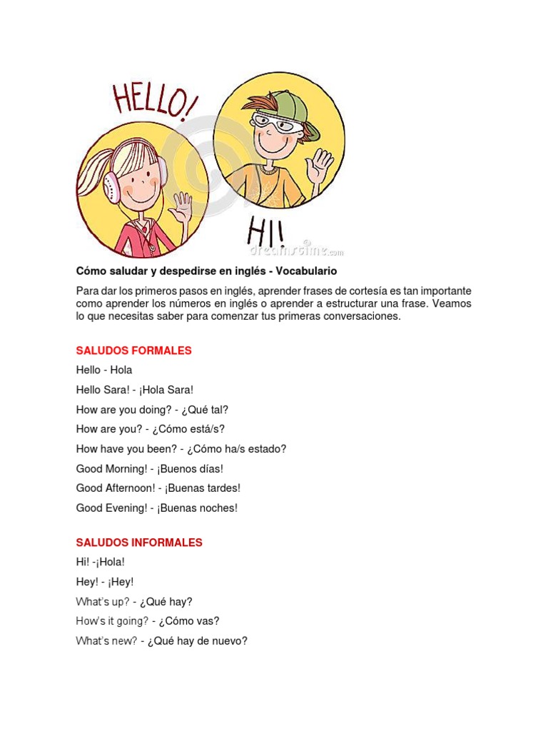 Cómo saludar y despedirse en inglés | PDF