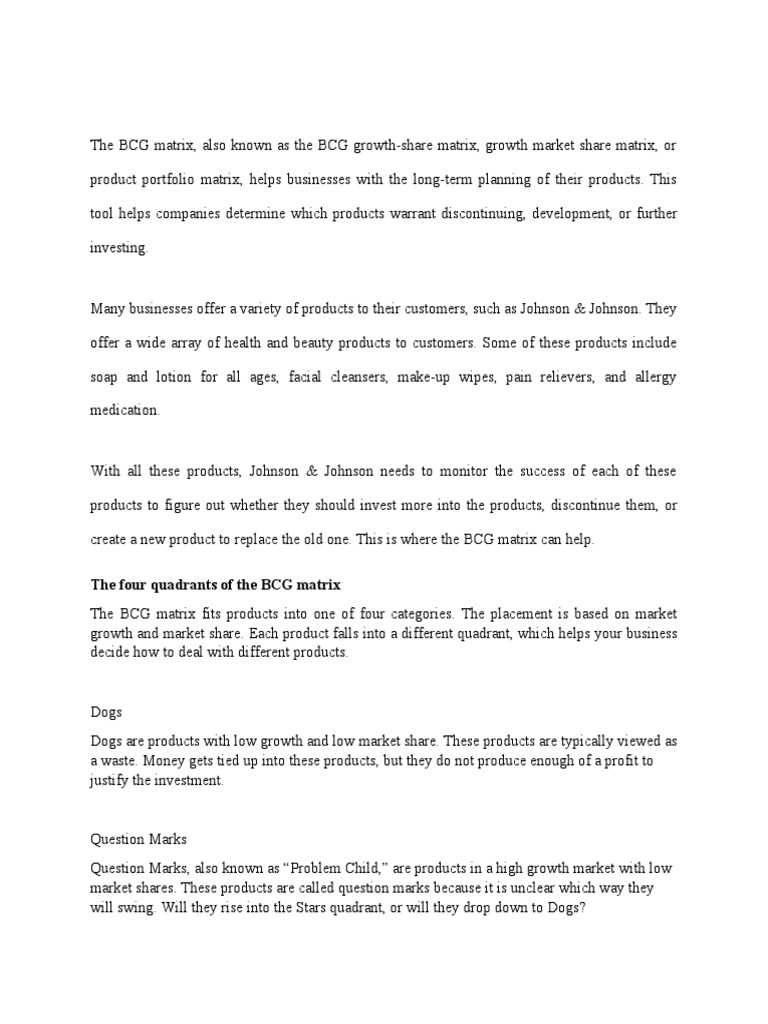 The BCG Matrix | PDF | Business Process | Microeconomics