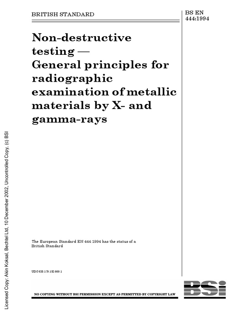 BS en 444 1994 | PDF | Radiography | X Ray