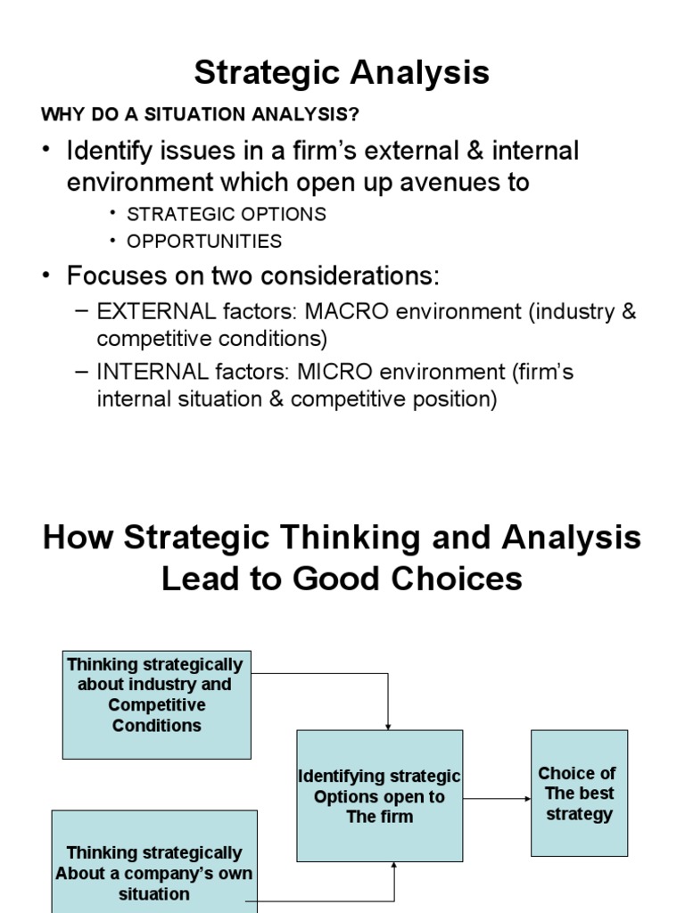 Strategic Analysis: - Identify Issues in A Firm's External & Internal ...