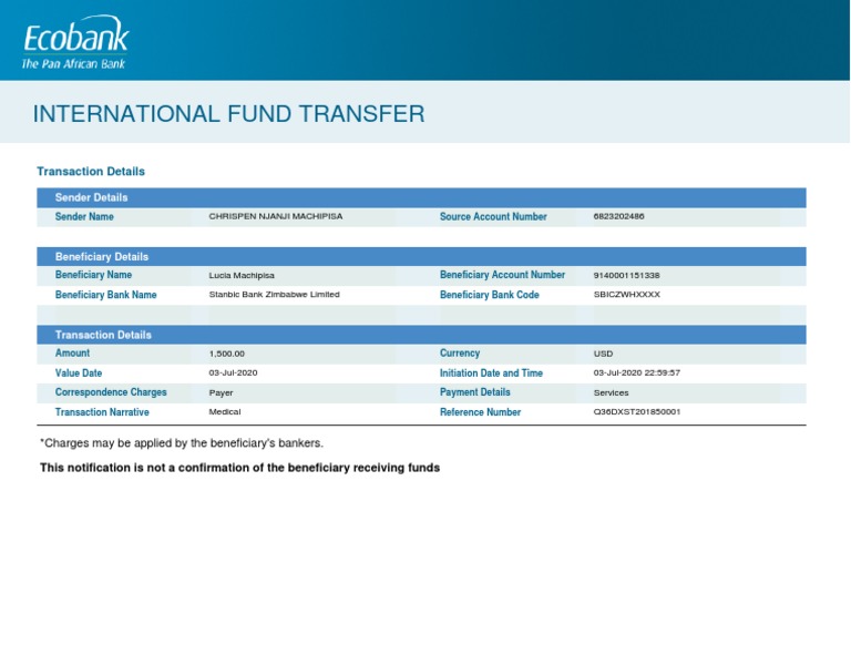 International Fund Transfer: Transaction Details | PDF
