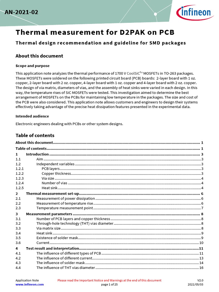 Infineon-AN-2021-02 Thermal Measurement For D2PAK On PCB ...