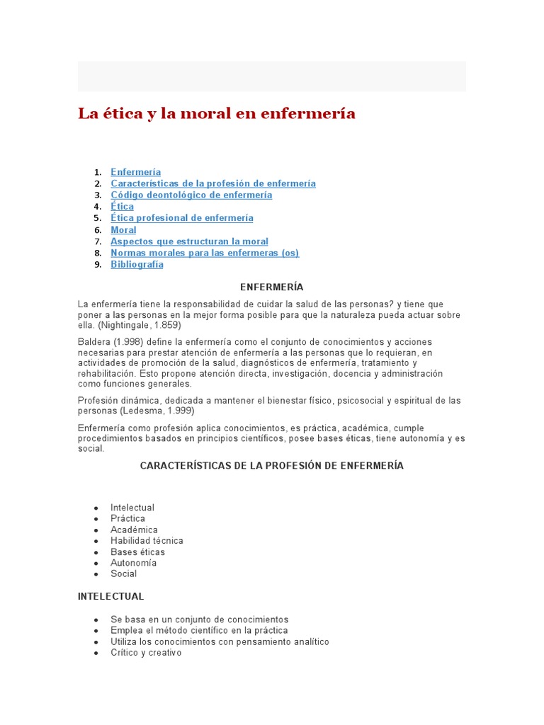 Etica en La Enfermeria | PDF | Enfermería | Moralidad