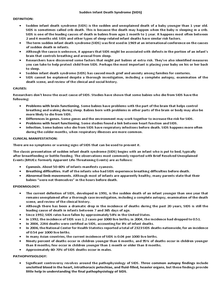 Understanding Sudden Infant Death Syndrome | PDF | Breastfeeding ...
