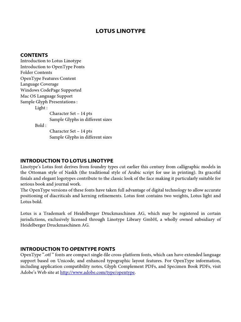Lotus Linotype | PDF | Encodings | Digital Technology