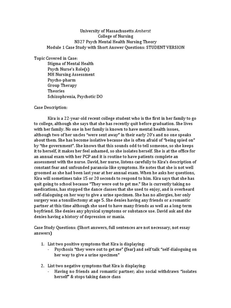 Psych Case Study 1 | PDF | Schizophrenia | Antipsychotic