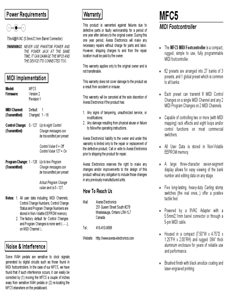 Axess Electronics MFC5 Manual | PDF | Computer Engineering ...