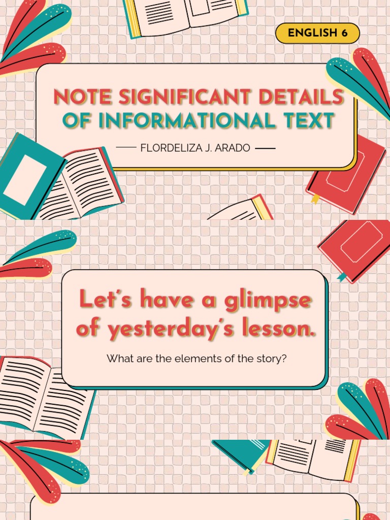 Note Significant Details of Information | PDF | Narration | Plot ...