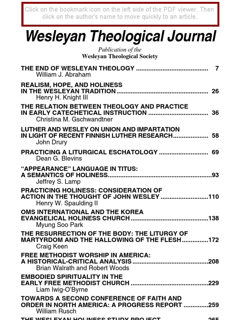 Weslenyan Theology Journal | PDF | Methodism | John Wesley