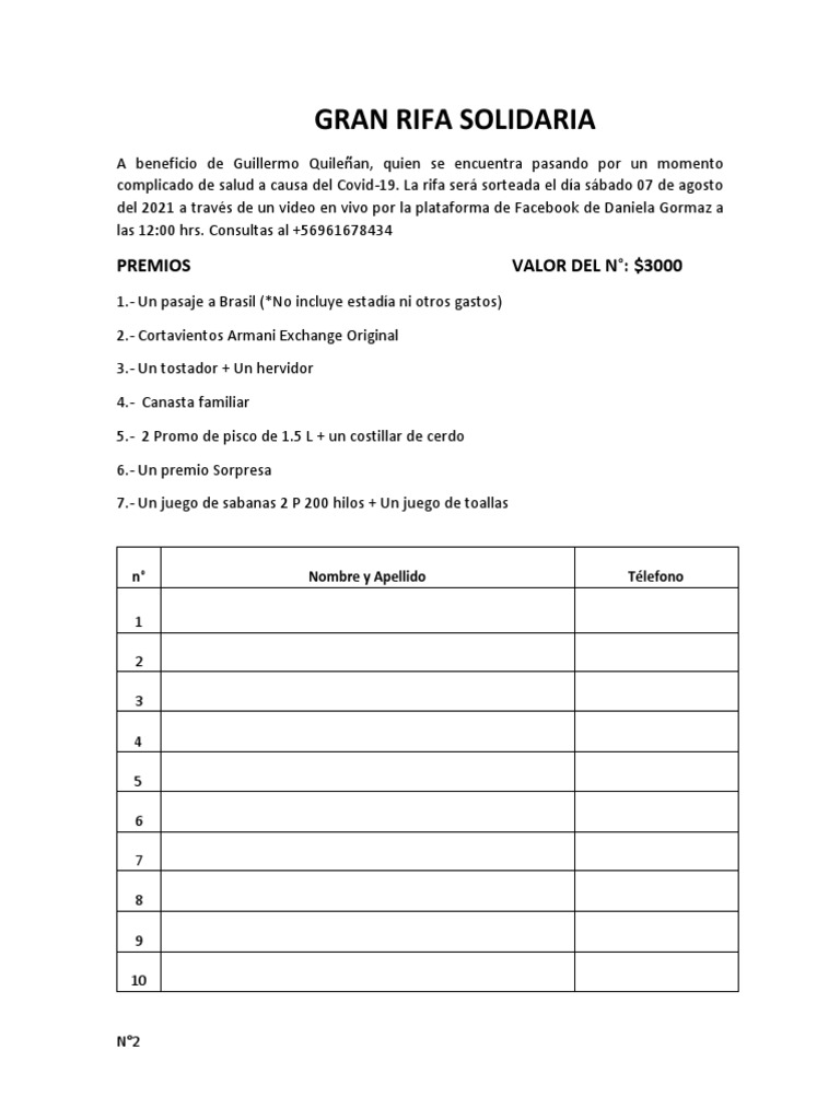 Rifa Solidaria 2 | PDF