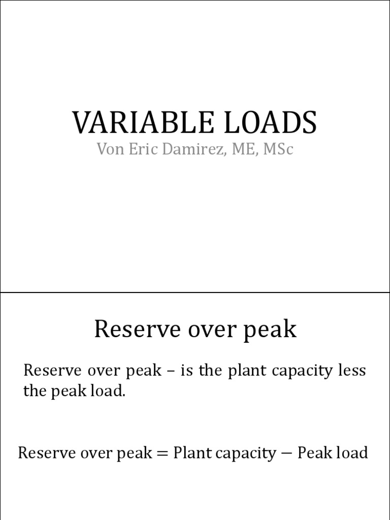 Variable Loads: Von Eric Damirez, Me, MSC | PDF | Watt | Power Station
