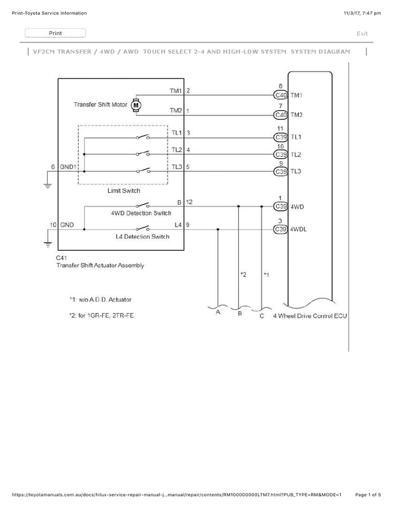 Vf2Cm Transfer / 4Wd / Awd Touch Select 2-4 and High-Low System System ...