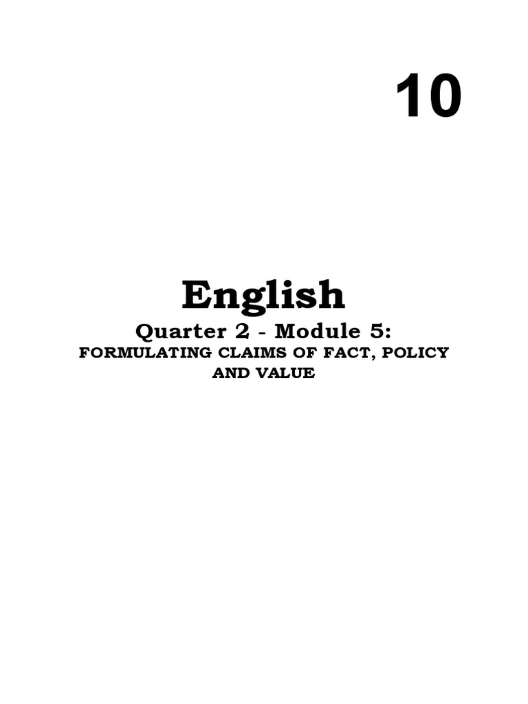 English: Quarter 2 - Module 5 | PDF | Argument | Morality