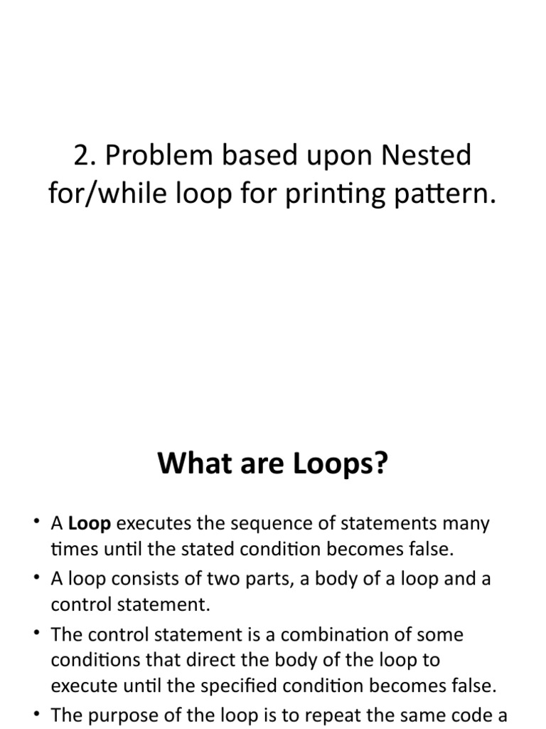 Problem Based Upon Nested For/while Loop For Printing Pattern | PDF | Control Flow | Computer ...