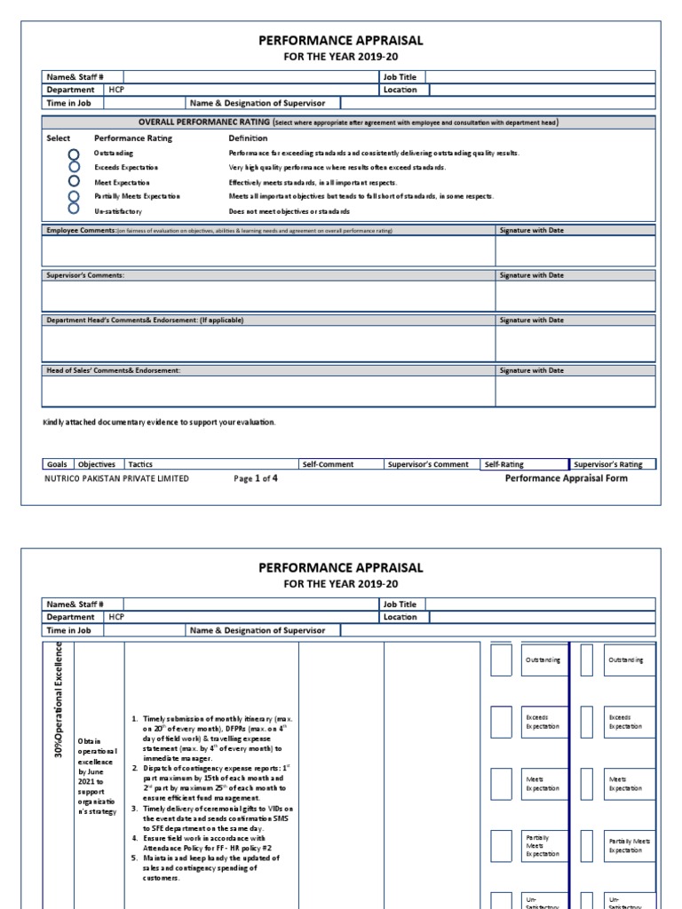 Performance Evaluation Form 2020-21 | PDF | Performance Appraisal ...