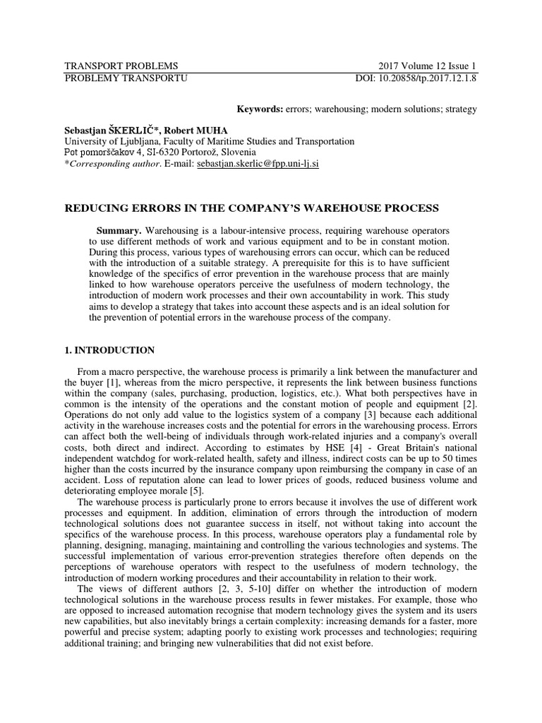 Reducing Errors in The Company'S Warehouse Process | Download Free PDF ...