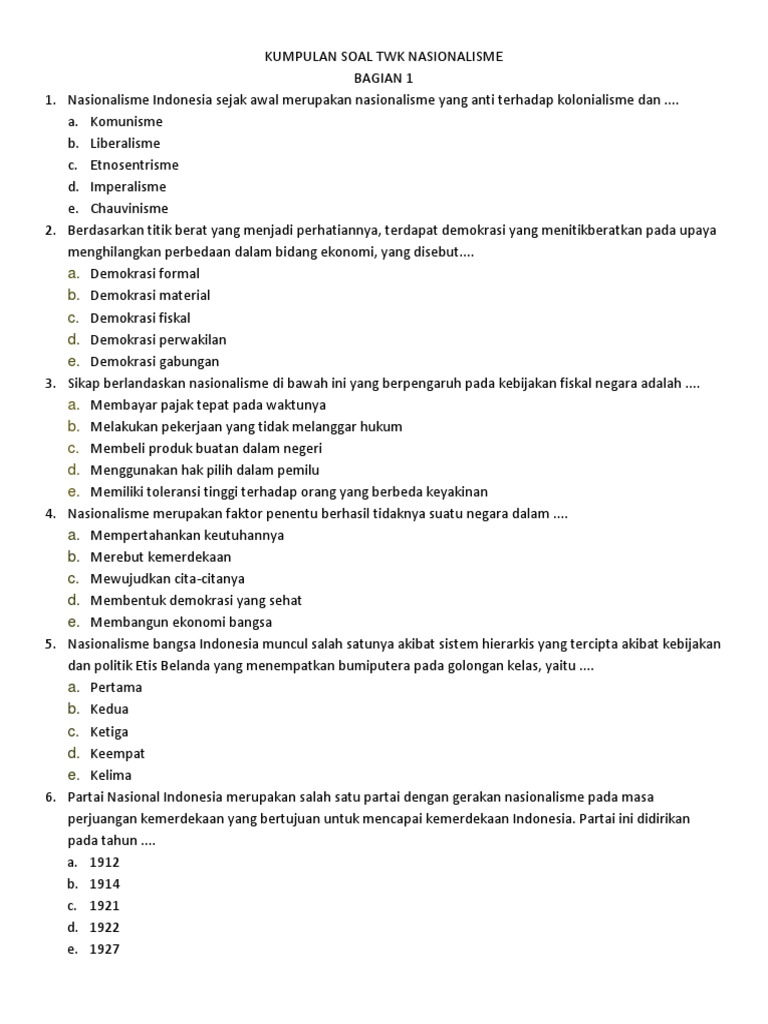 Kumpulan Soal TWK Nasionalisme | PDF