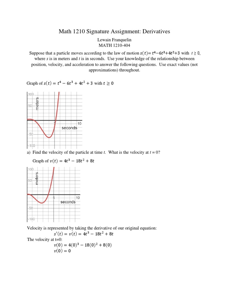 Lewain Signature Assignment 1210 | PDF | Acceleration | Velocity