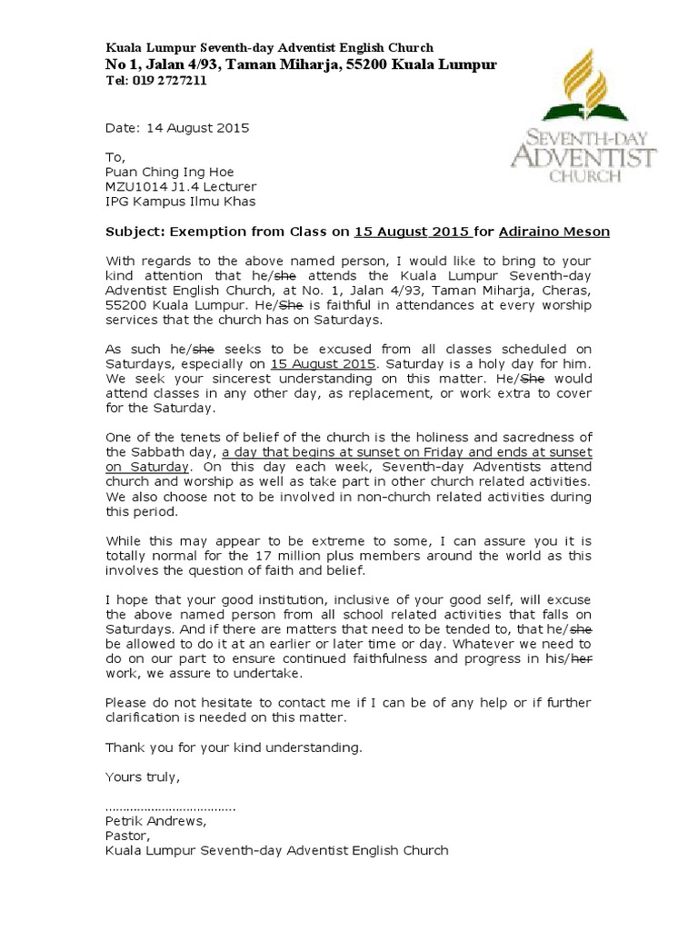 Exemption Letter | PDF