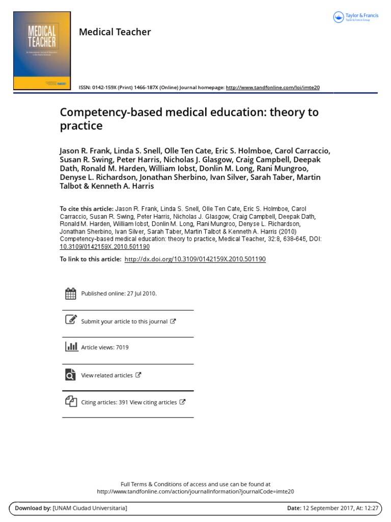 Competency-Based Medical Education: Theory To Practice | PDF ...