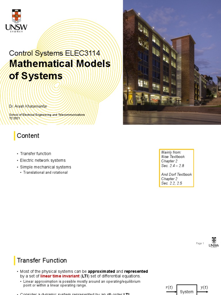 T1 - Mathematical Models of Systems - 2021 | PDF | Laplace Transform ...