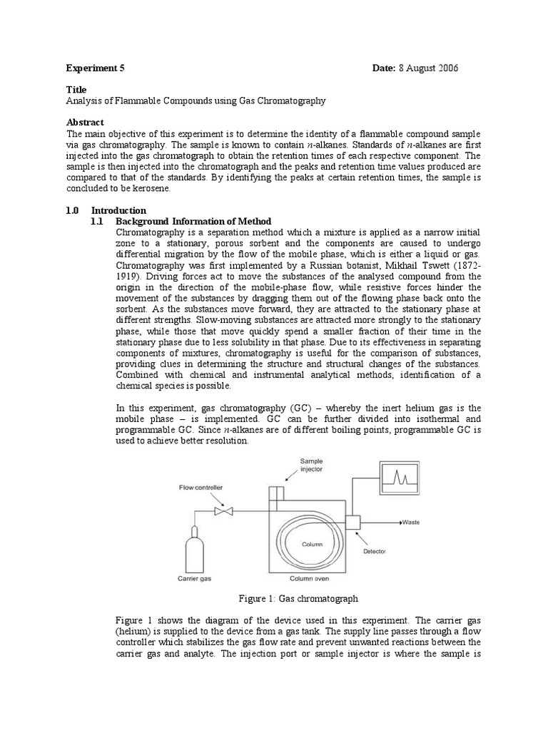 Gas Chromatography Lab Report Experiment 05 | PDF | Gas Chromatography ...