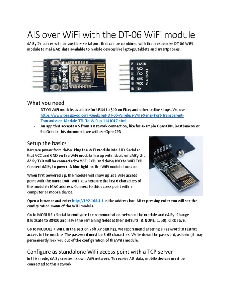 AIS Over WiFi With The DT-06 Module | PDF | Port (Computer Networking ...