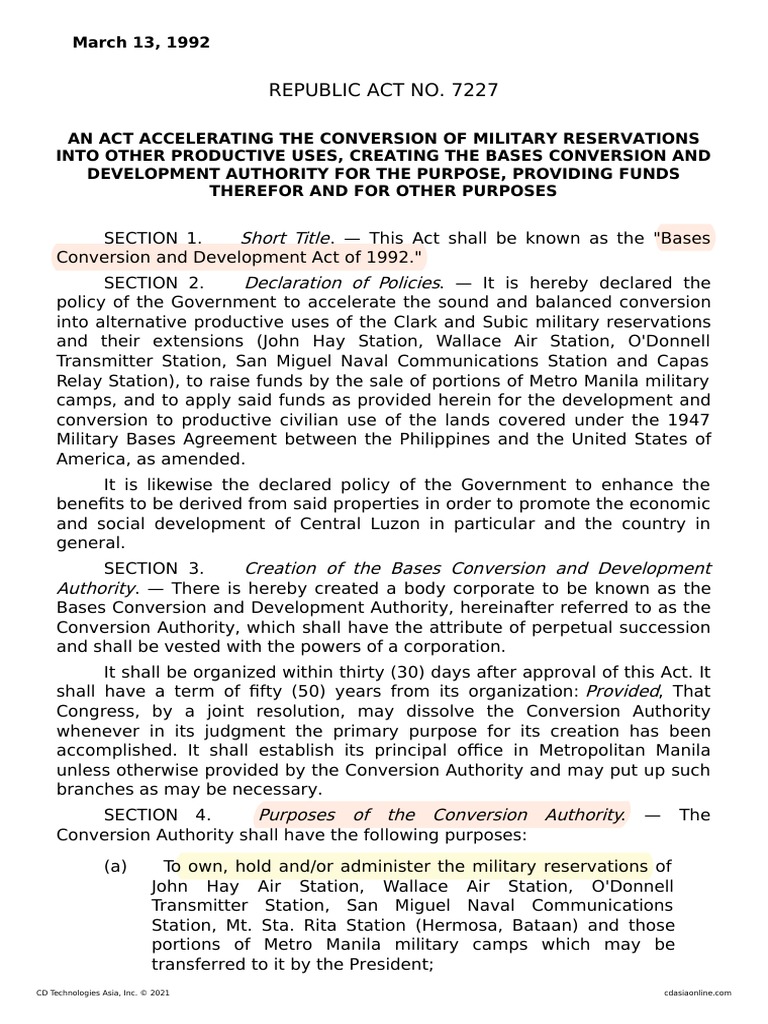 Republic Act No. 7227: Short Title Declaration of Policies | PDF ...