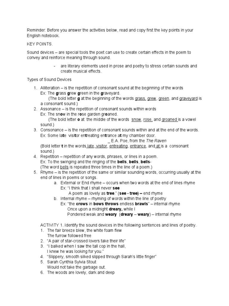Sound Devices in Poetry Explained | PDF | Poetry | Poetics