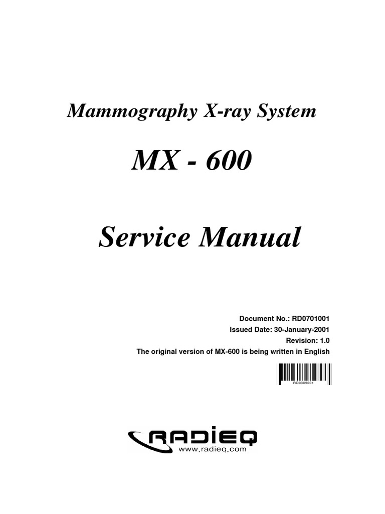 Specifications and Technical Performance of the MX-600 Mammography X ...